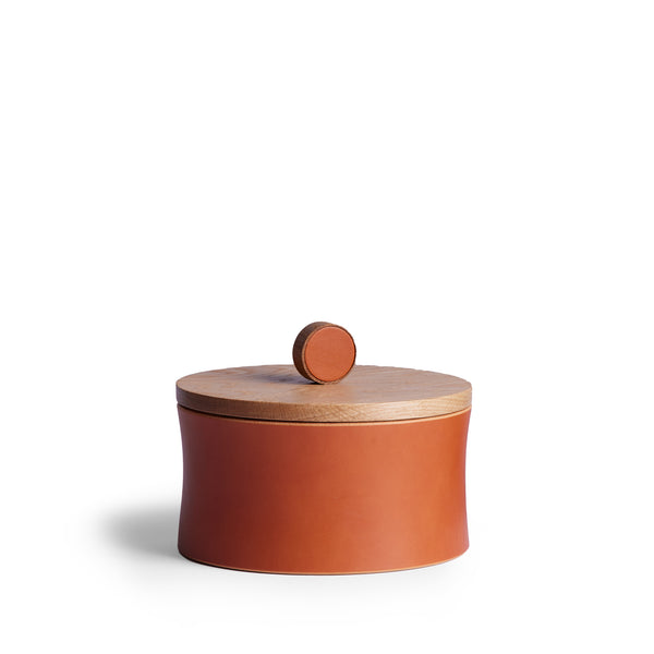 Circle Container in Oak and Tan Leather – Heath Ceramics